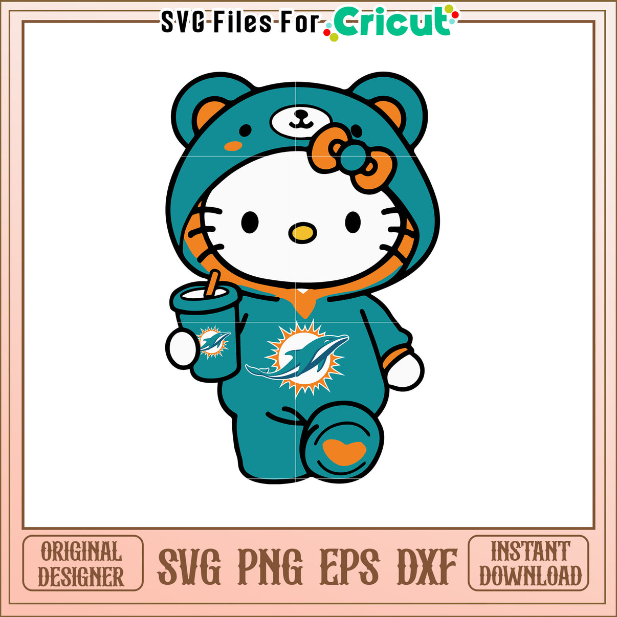 Hello Kitty Miami Dolphins SVG Cute Design for Fans – svg files for cricut