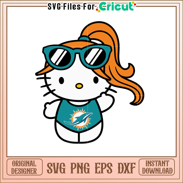 Hello Kitty Miami Dolphins SVG Design Cute Style – svg files for cricut