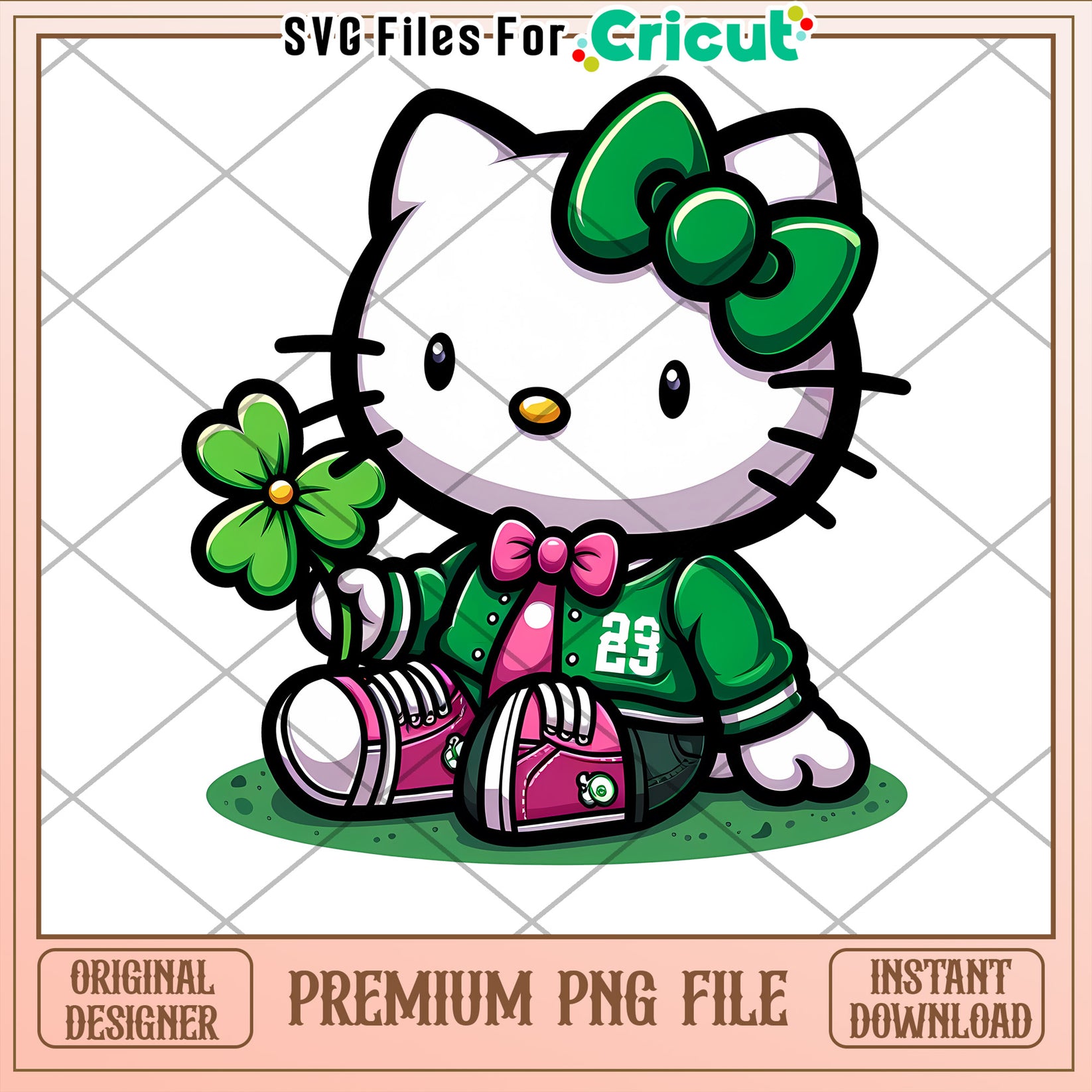 Hello Kitty PNG Green Jacket Clover Design – svg files for cricut