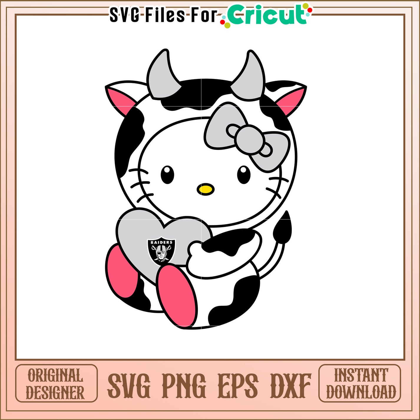 Hello Kitty Raider Cow SVG Design – svg files for cricut