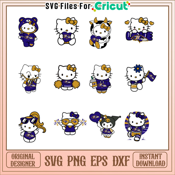 Hello Kitty Ravens SVG Bundle – svg files for cricut