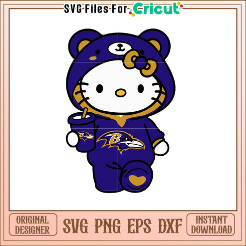 Hello Kitty Ravens SVG Design – svg files for cricut