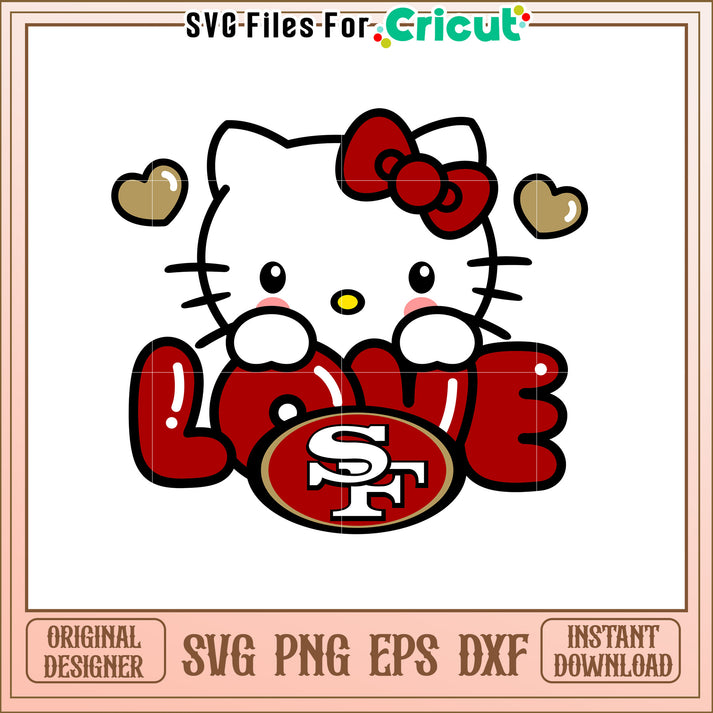 Hello Kitty SF 49ers Love SVG – svg files for cricut