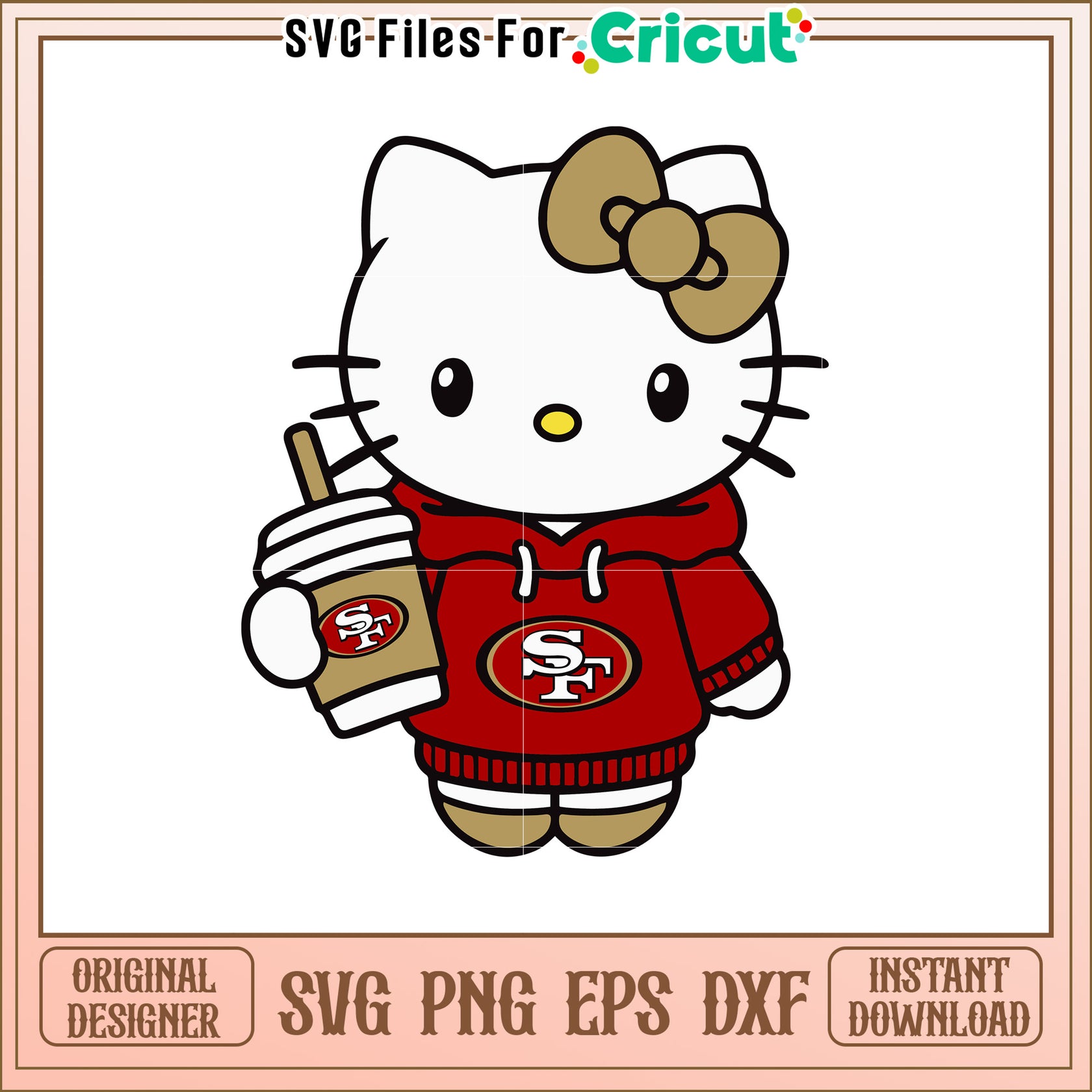 Hello Kitty San Francisco 49ers SVG Design File – svg files for cricut