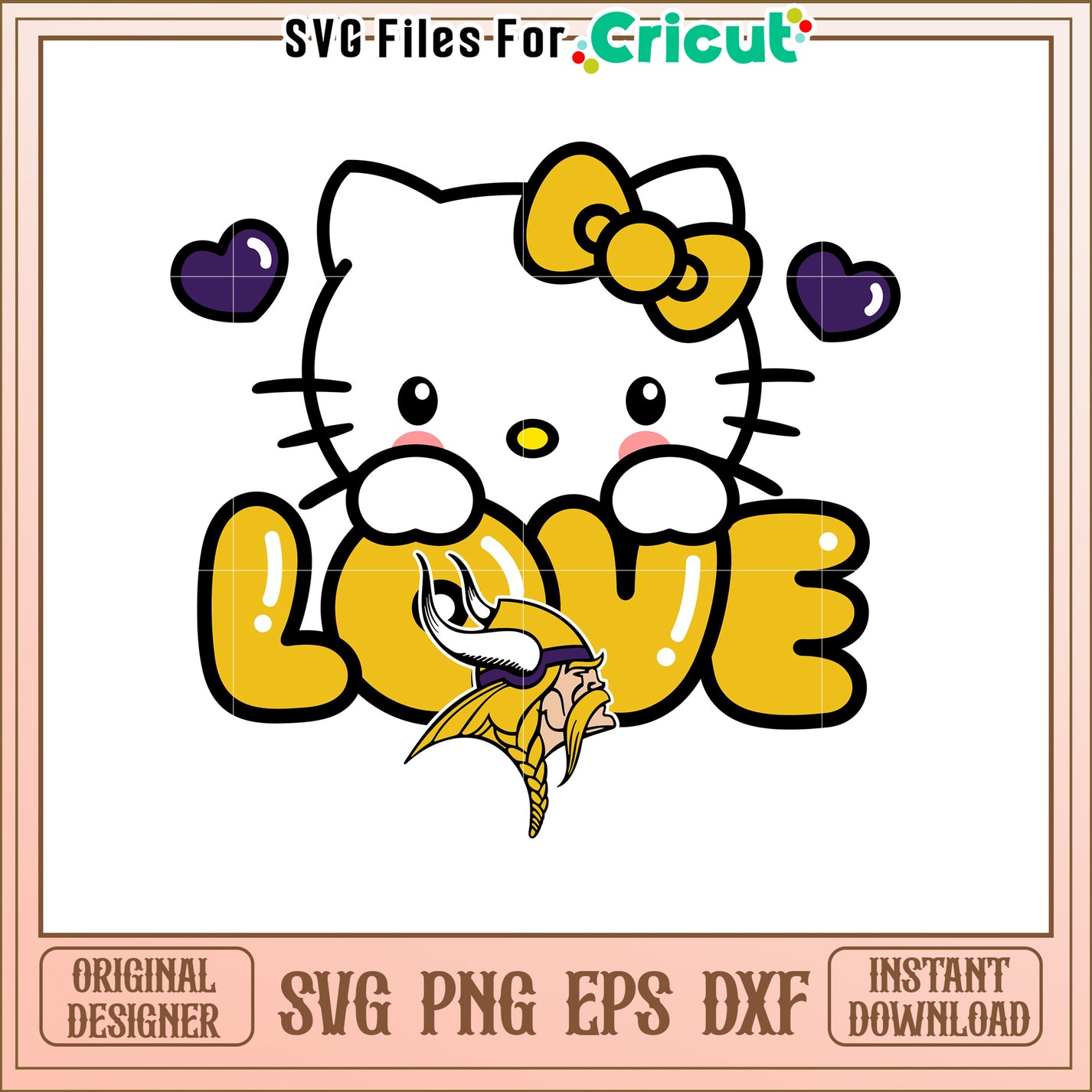 Hello Kitty Vikings Love SVG – svg files for cricut