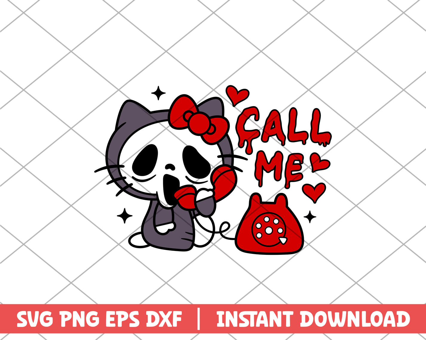 Hello Kitty call me cartoon svg – svg files for cricut