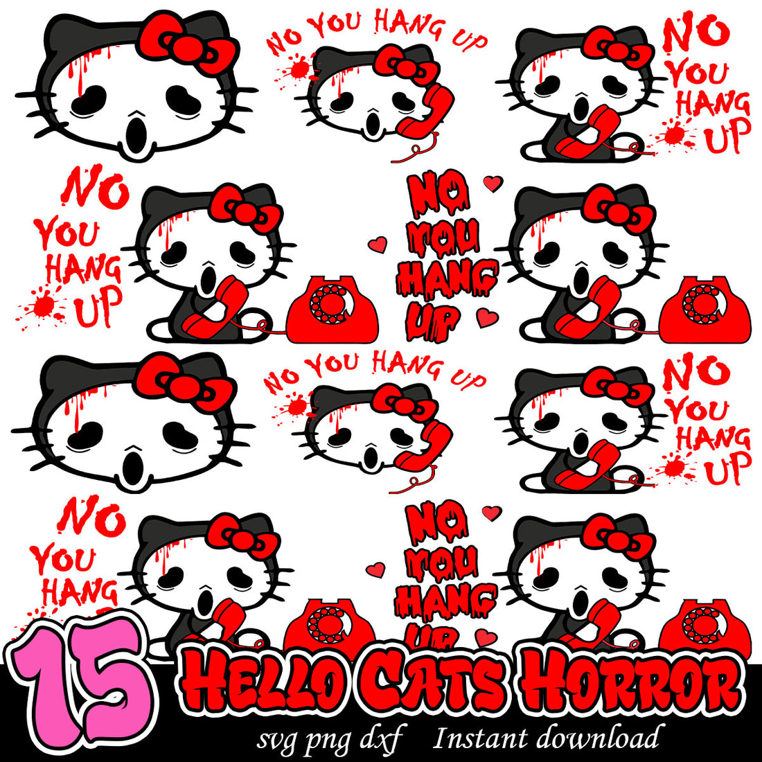 Hello Cats Horror Bundle svg, Horror Hello Kitty bundle – svg files for ...