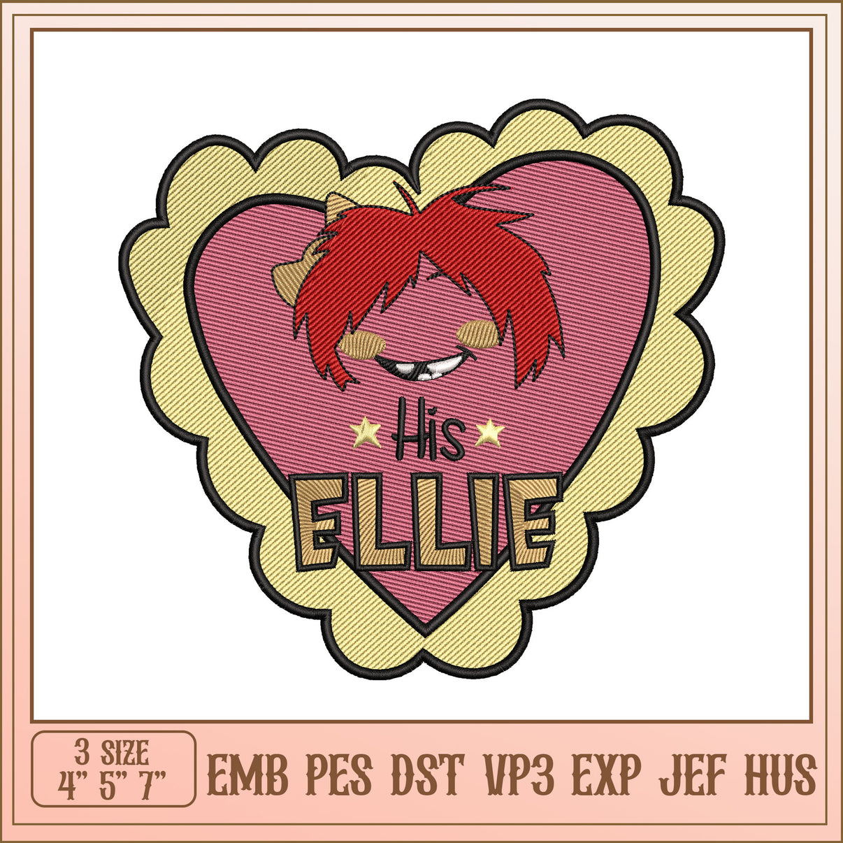 His Ellie Heart Embroidery Design – svg files for cricut