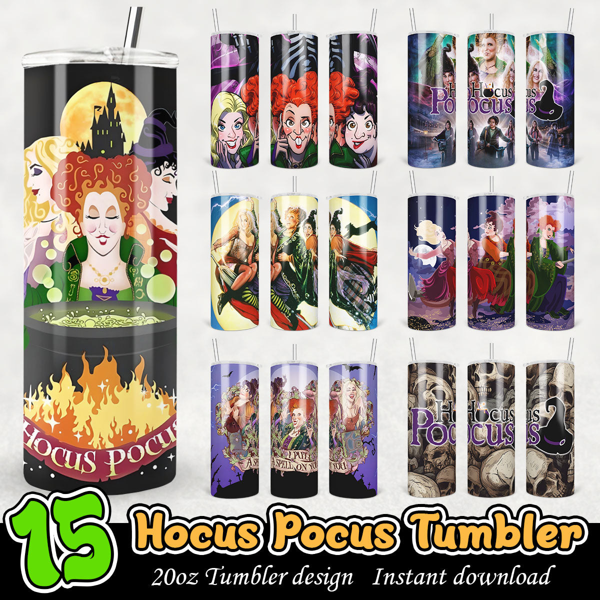 Hocus Pocus Cartoon Tumbler Wrap, Hocus Pocus 20oz tumbler – svg files ...