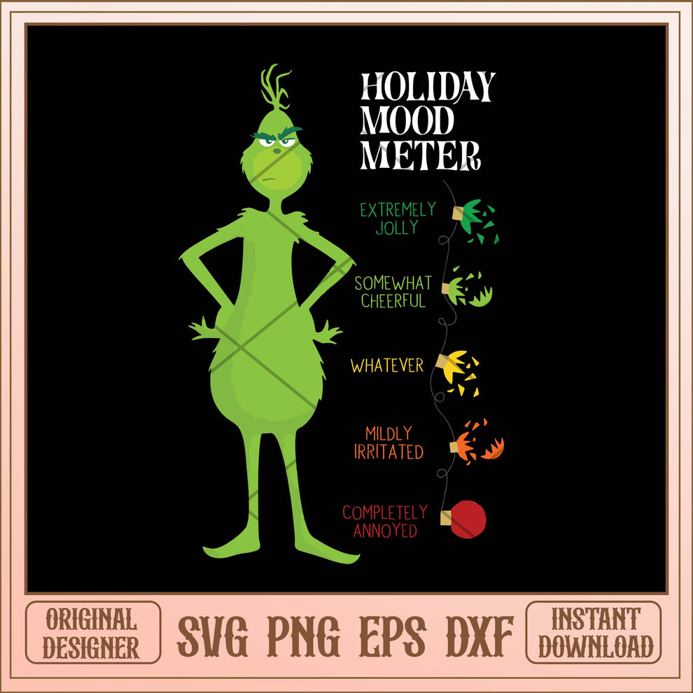 Holiday mood meter svg, Grinch mood meter svg bundle, Grinch mood svg ...