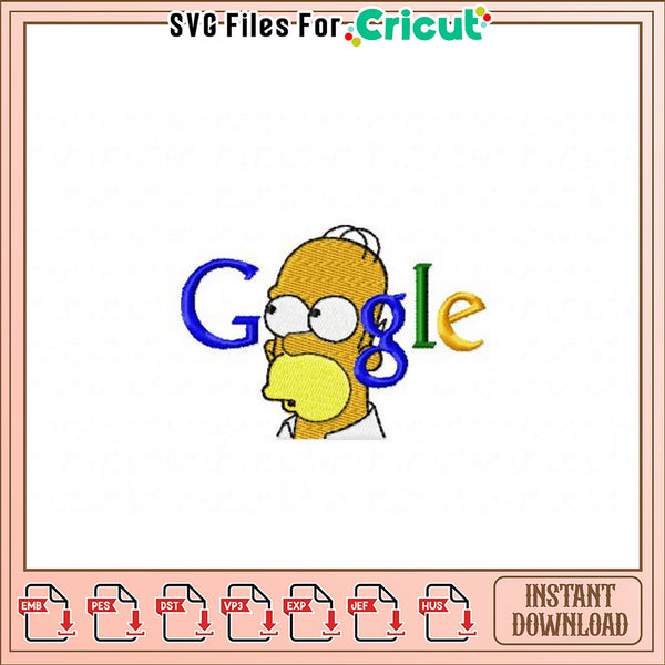 Homer Simpson Google Embroidery Design for Instant Download – svg files ...