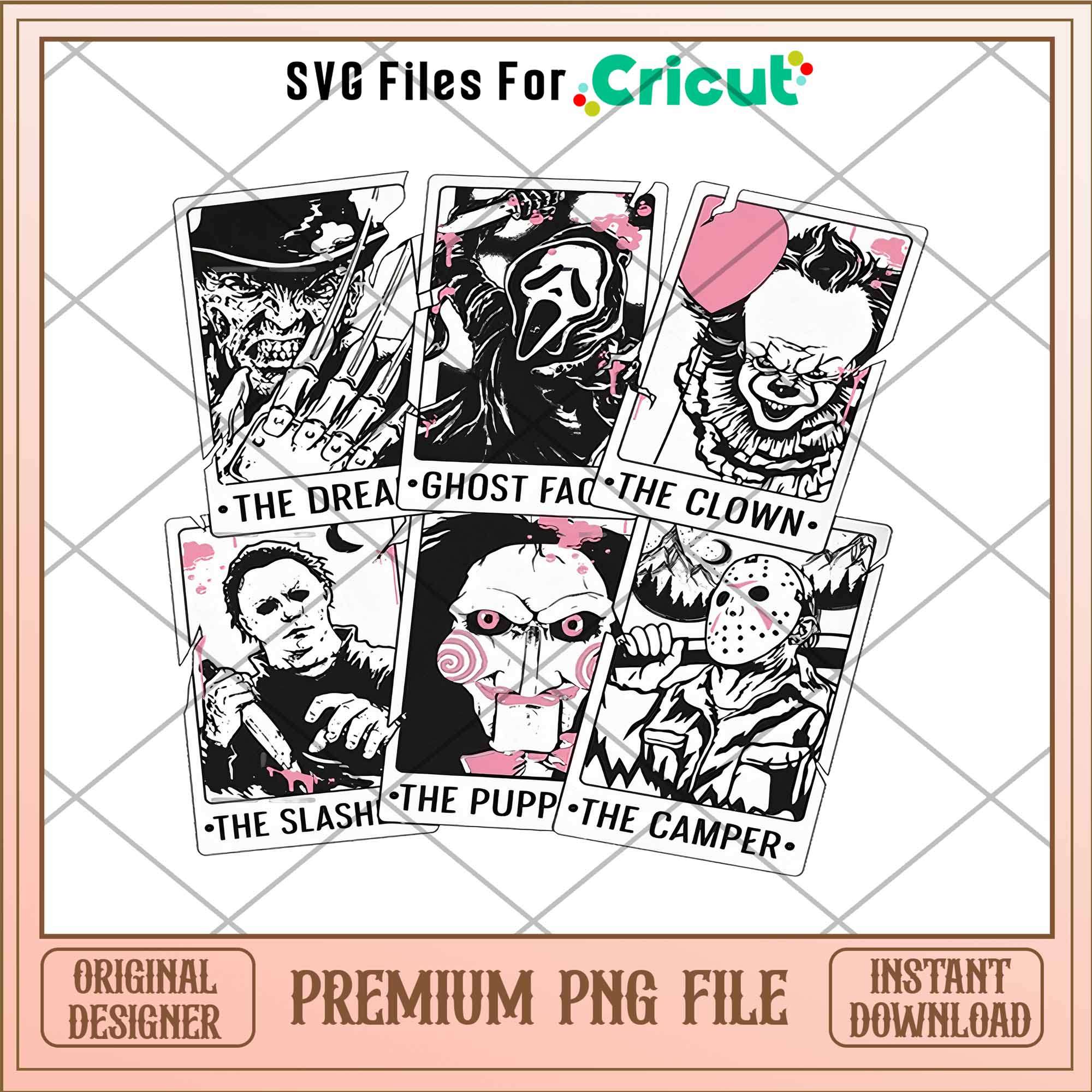 Horror Character Tarot Cards png, Horror Characters png, Digital Downl ...