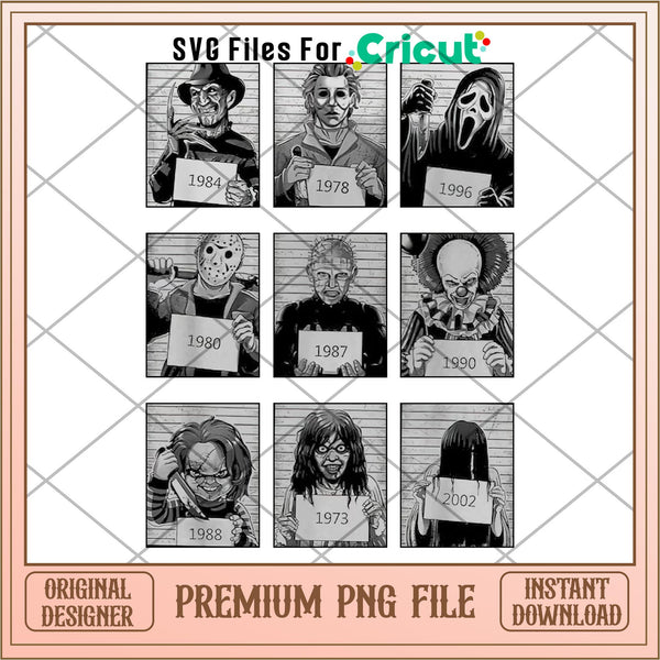 Horror Characters Mugshot png, Horror characters png, digital download ...