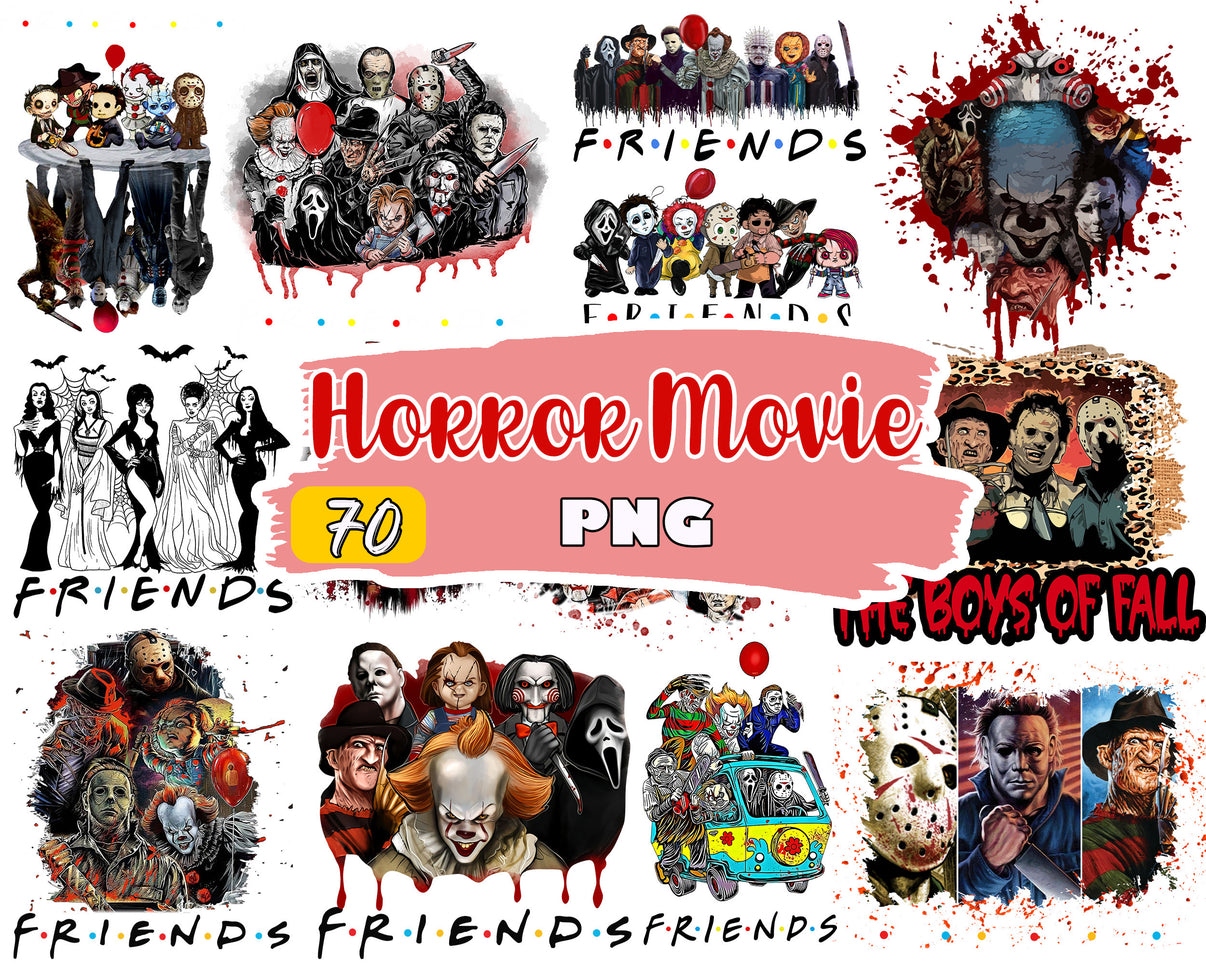 Horror Movies Characters PNG Bundle, Halloween designs for print, Bund ...