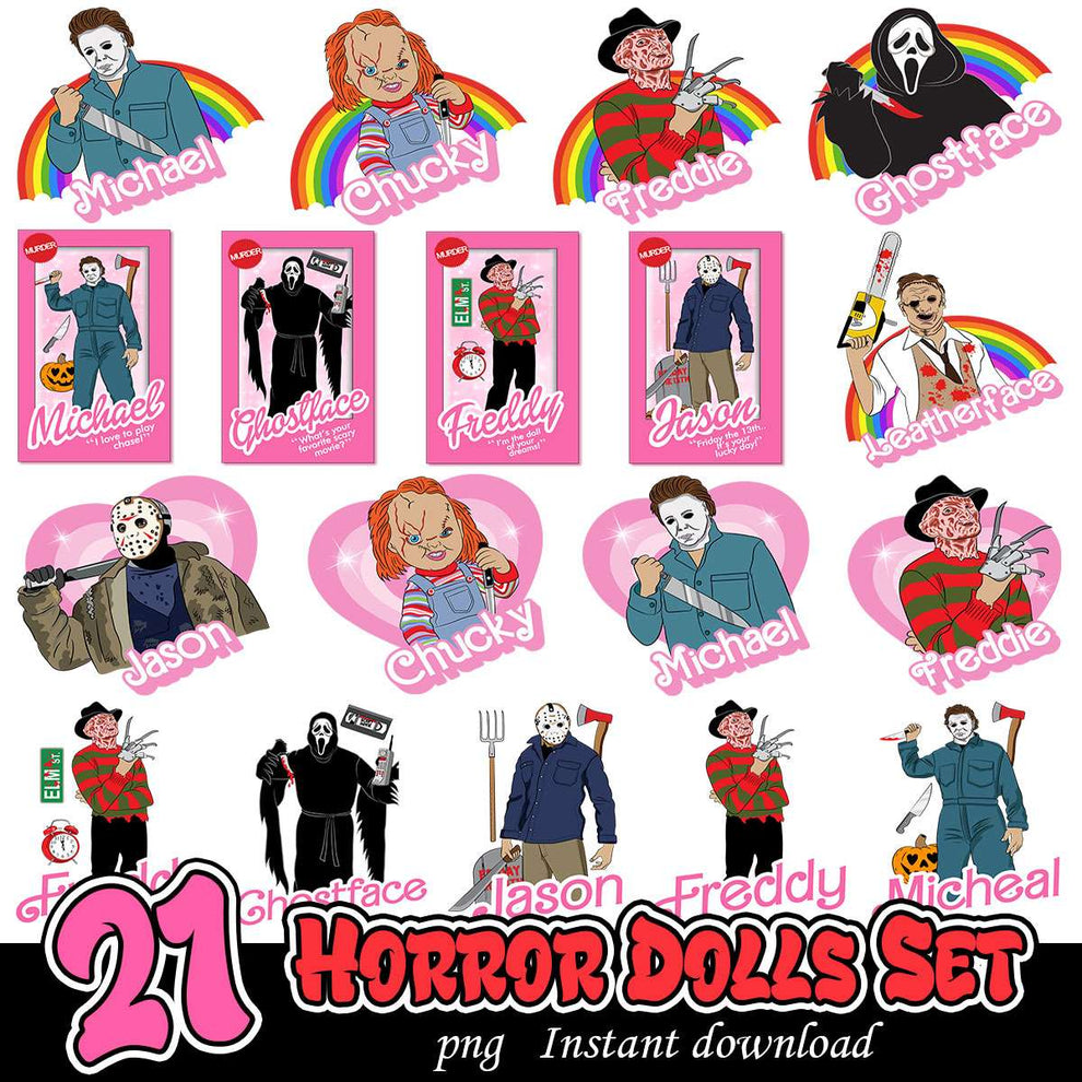 Horror Doll Set Bundle png, Horror killers dolls bundle – svg files for ...