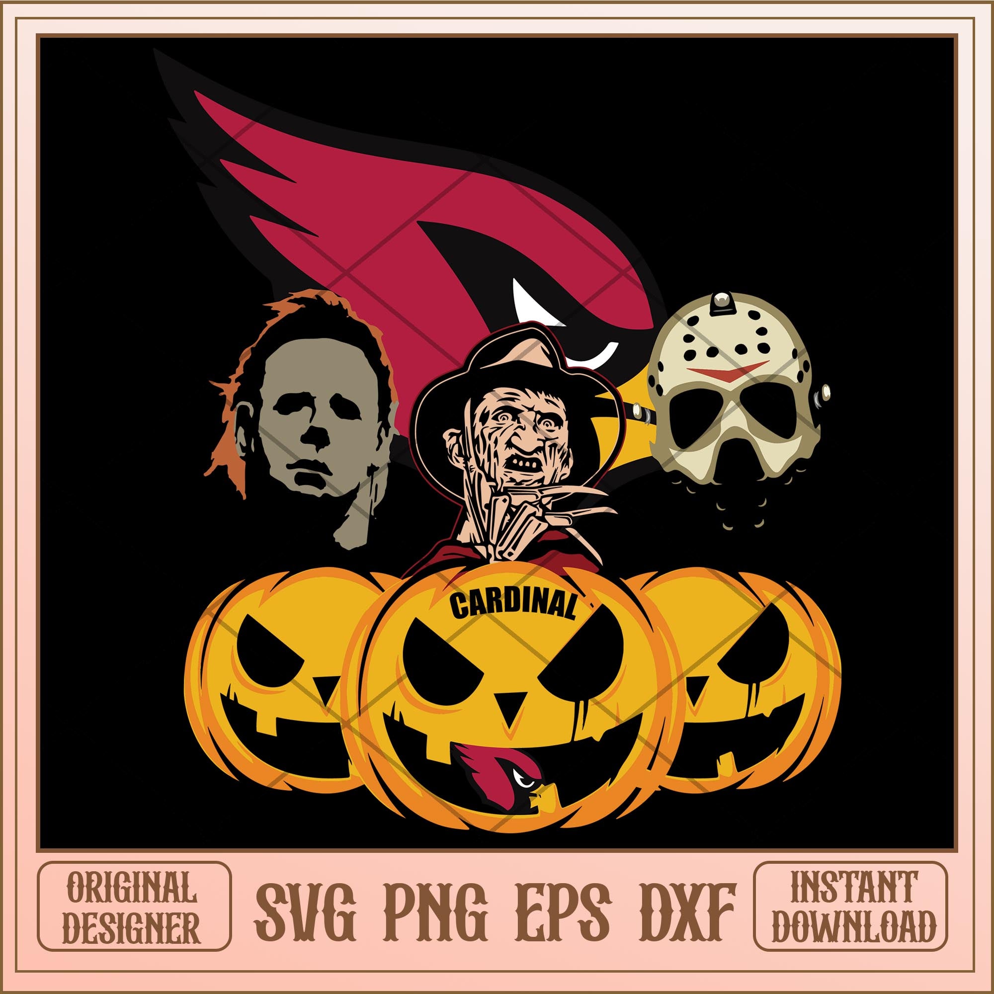 Horror Movies Arizona Cardinals bundle svg, Horror characters svg, dig ...