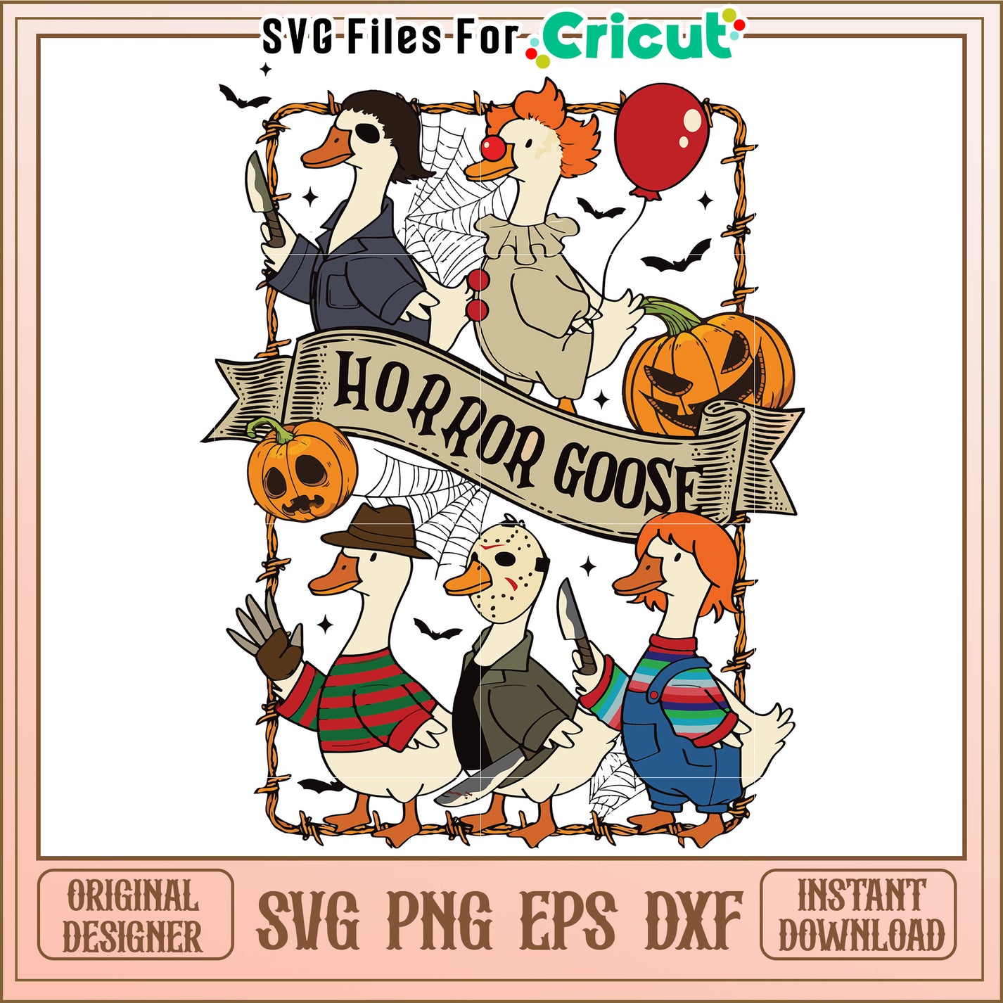 Horror goose svg, spooky goose design svg, creepy honking bird svg, ha ...