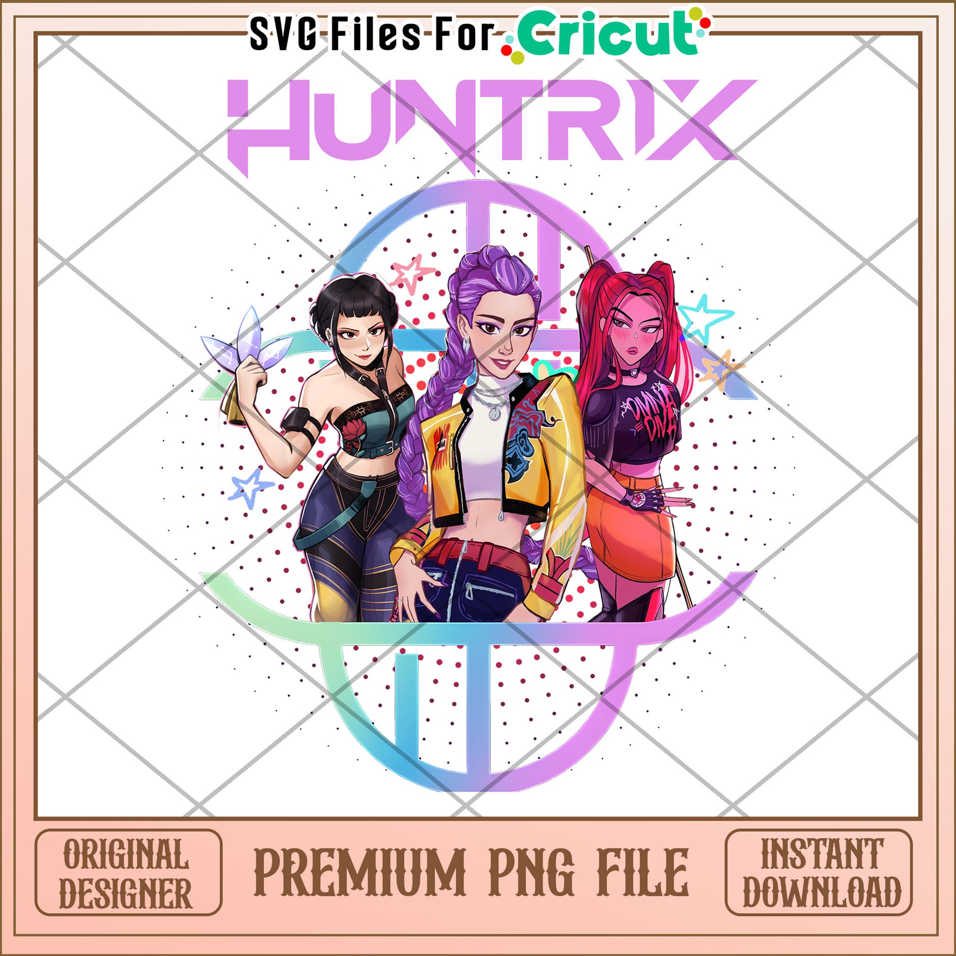 Huntrix girls and neon logo png, kpop png, korean anime png – svg files ...
