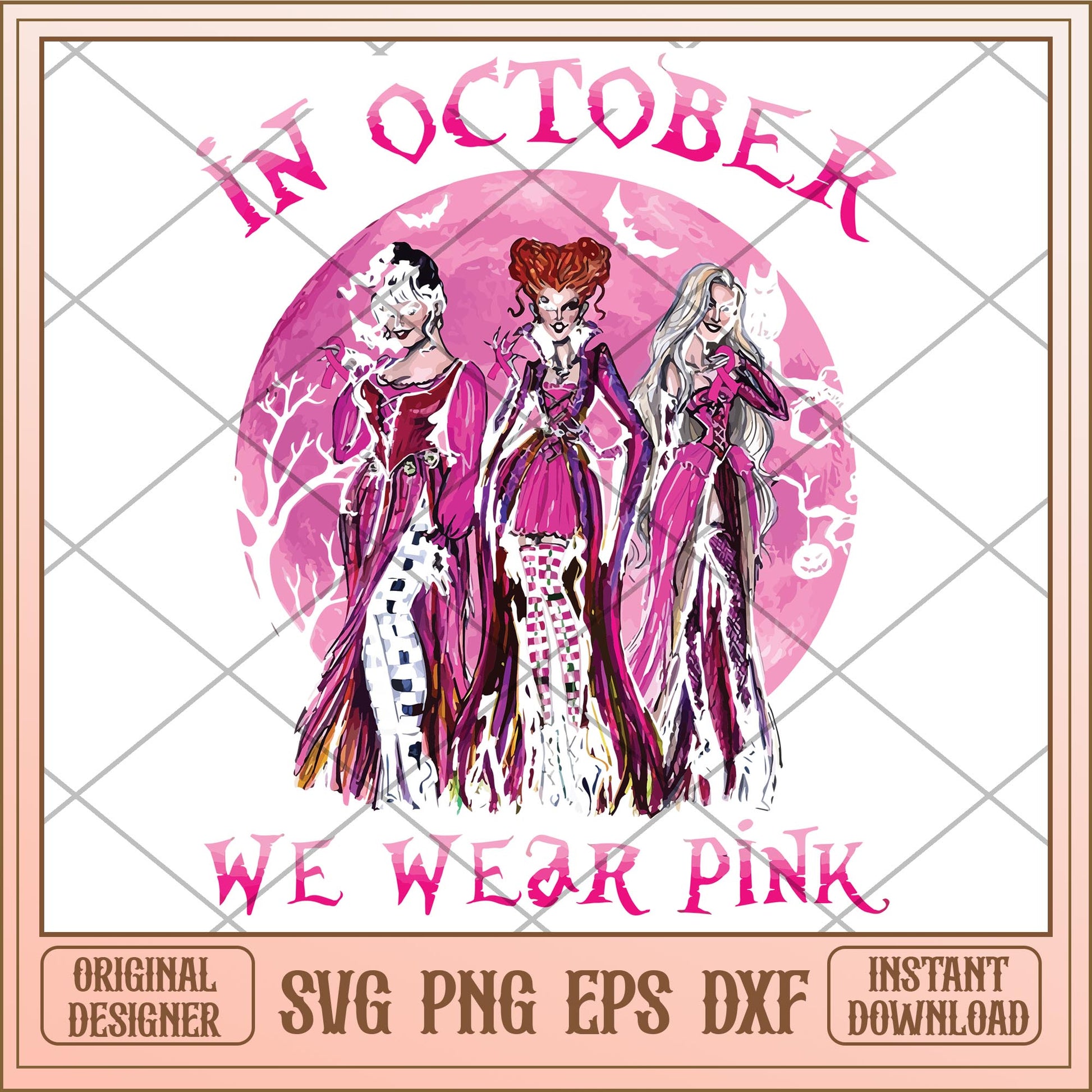 In october we wear pink svg, Hocus Pocus characters svg, digital downl – svg files for cricut