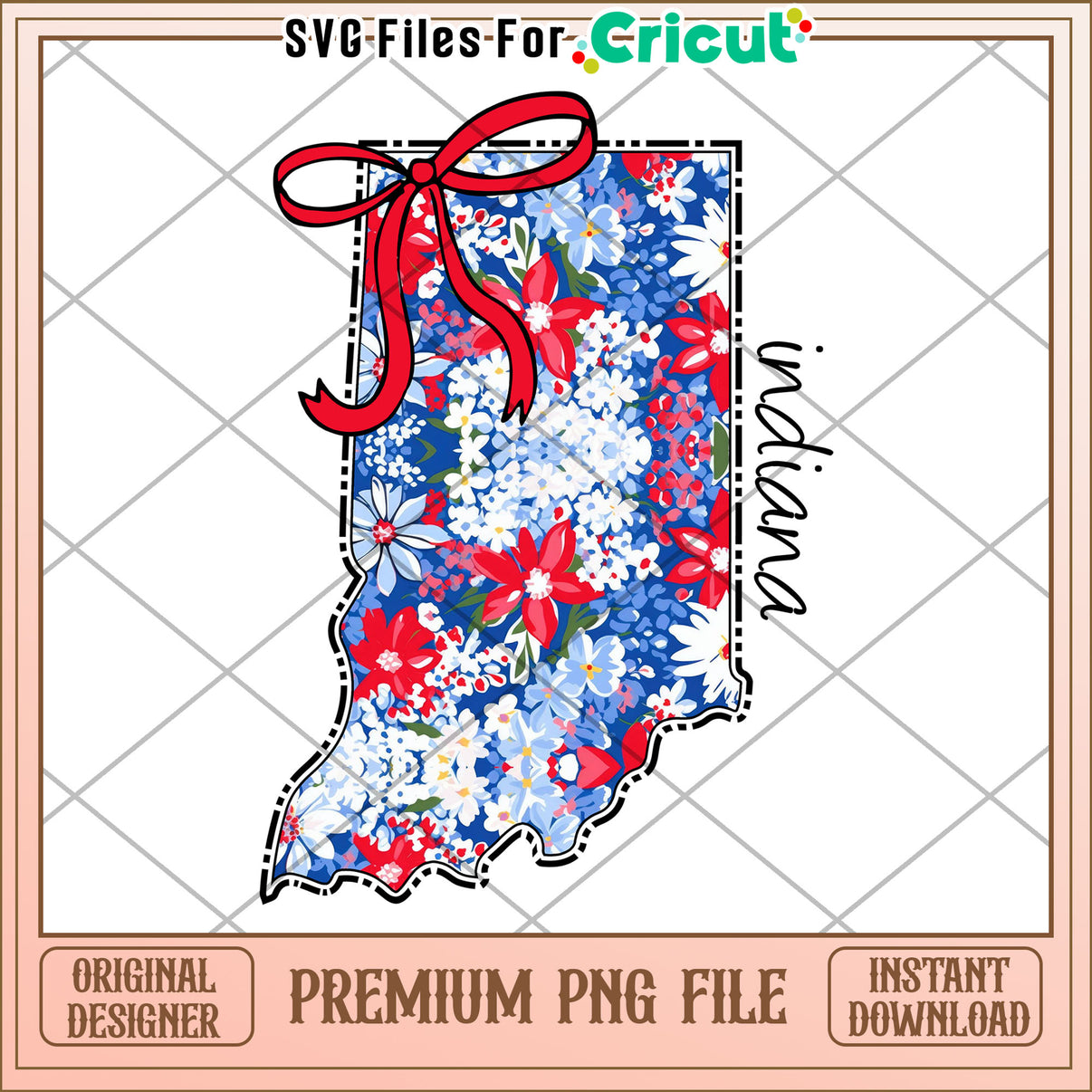 Indiana Floral State PNG Design – svg files for cricut