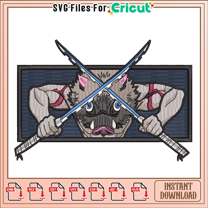 Inosuke Demon Slayer Embroidery Design Instant Download – svg files for ...