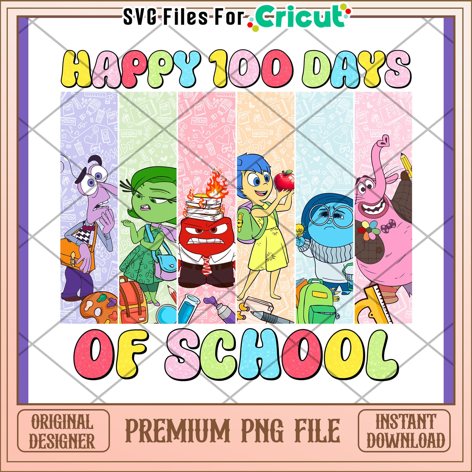 Inside Out 100 Days of School PNG – svg files for cricut