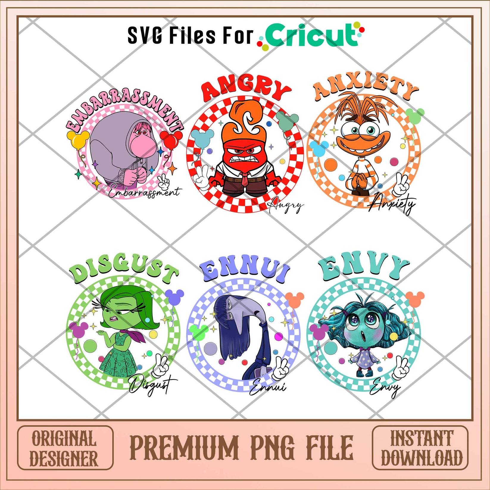 Disneyland Inside out 2 circle logo name png bundle – svg files for cricut