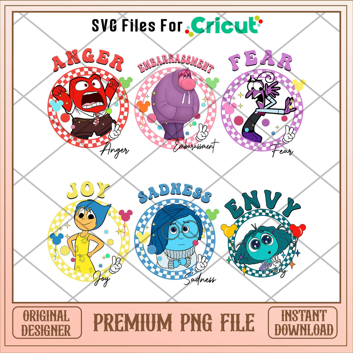 Disneyworld Inside out 2 circle logo name png bundle – svg files for cricut