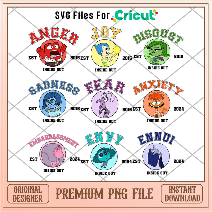 Disney Inside out 2 logo est 2024 png bundle – svg files for cricut