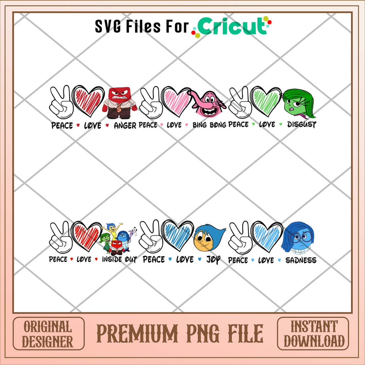 Disney Inside out 2 logo peace love png bundle – svg files for cricut