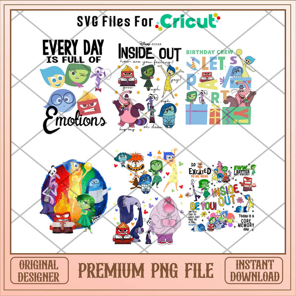 Disney Inside out 2 full of emotions png bundle – svg files for cricut