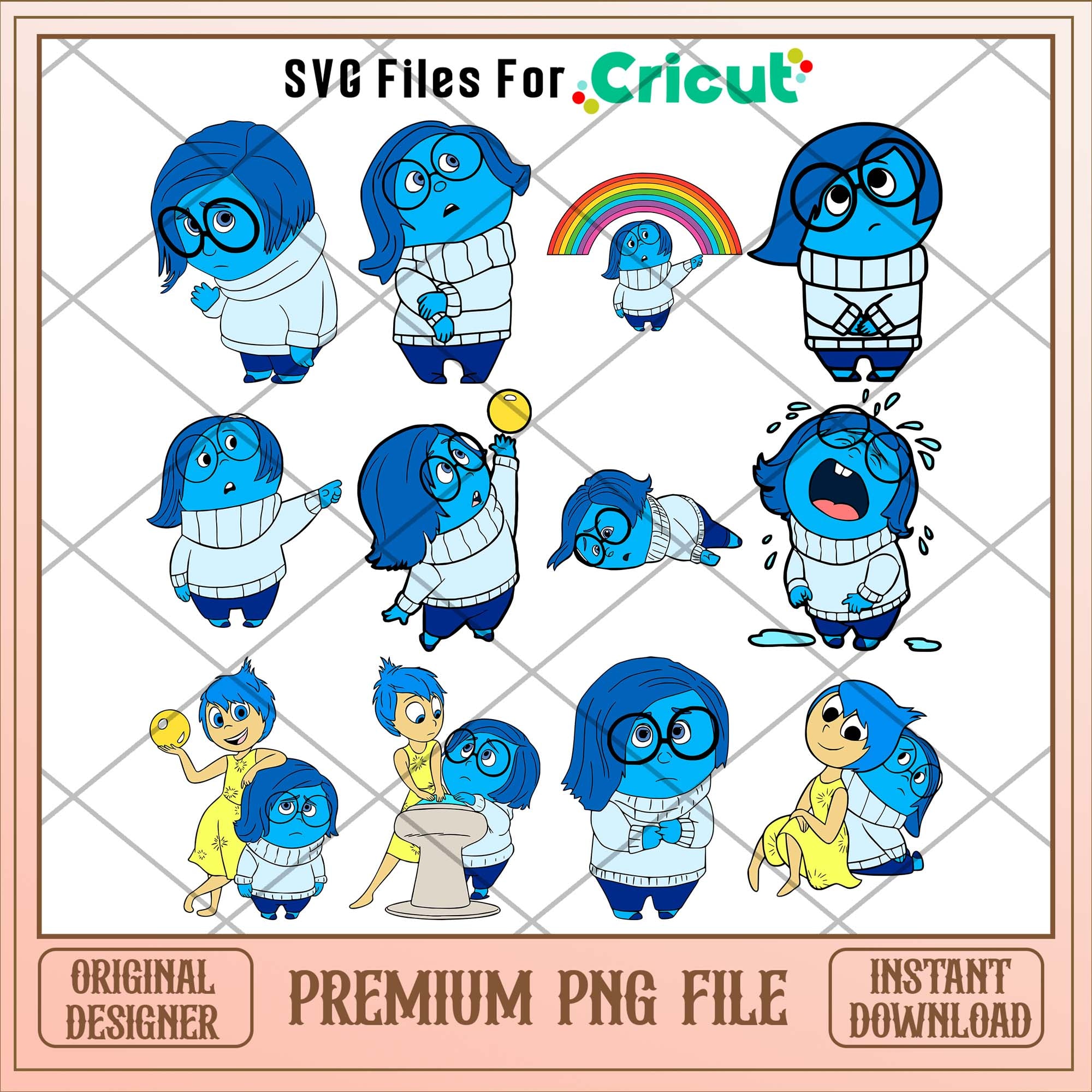 Disney Sadness Inside out 2 png bundle – svg files for cricut