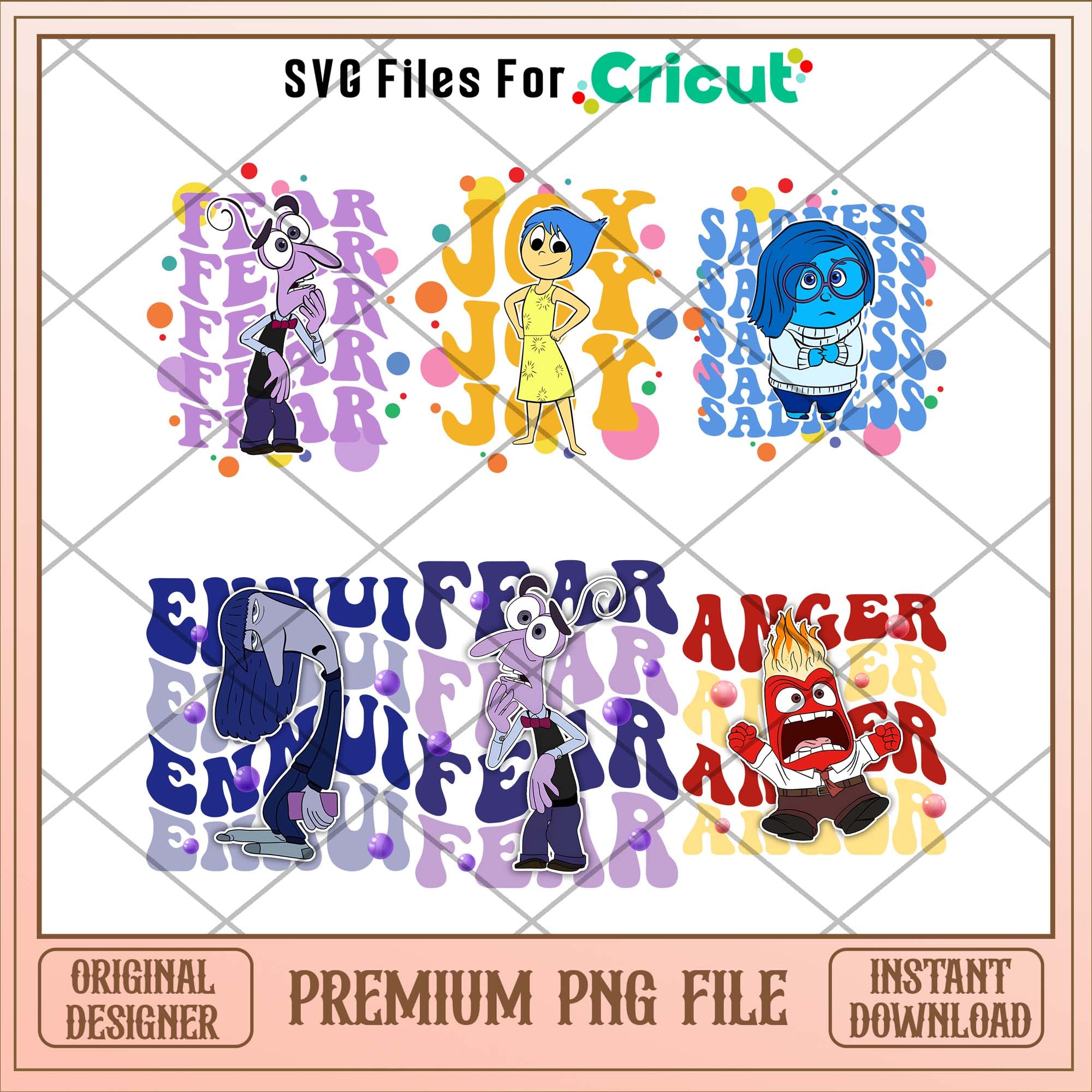 Disneyworld Inside out 2 characters name png bundle – svg files for cricut