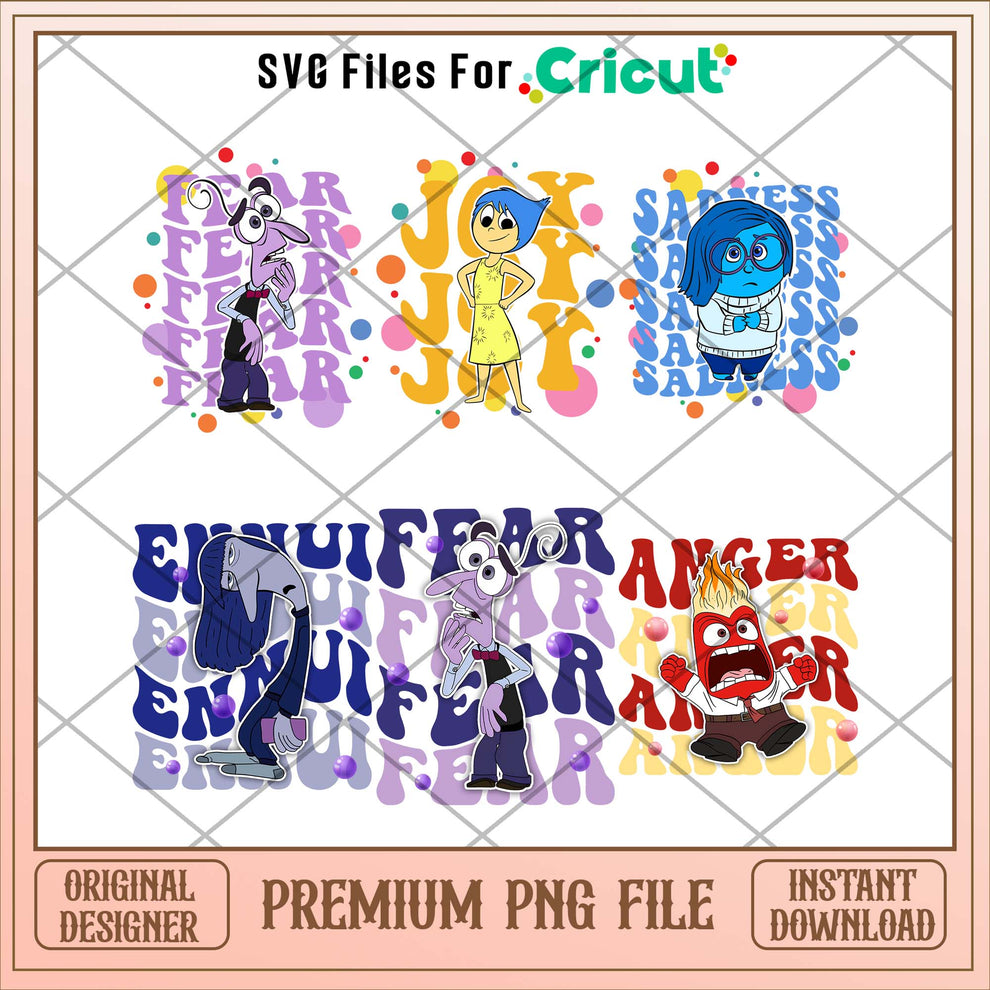 Disneyworld Inside out 2 characters name png bundle – svg files for cricut