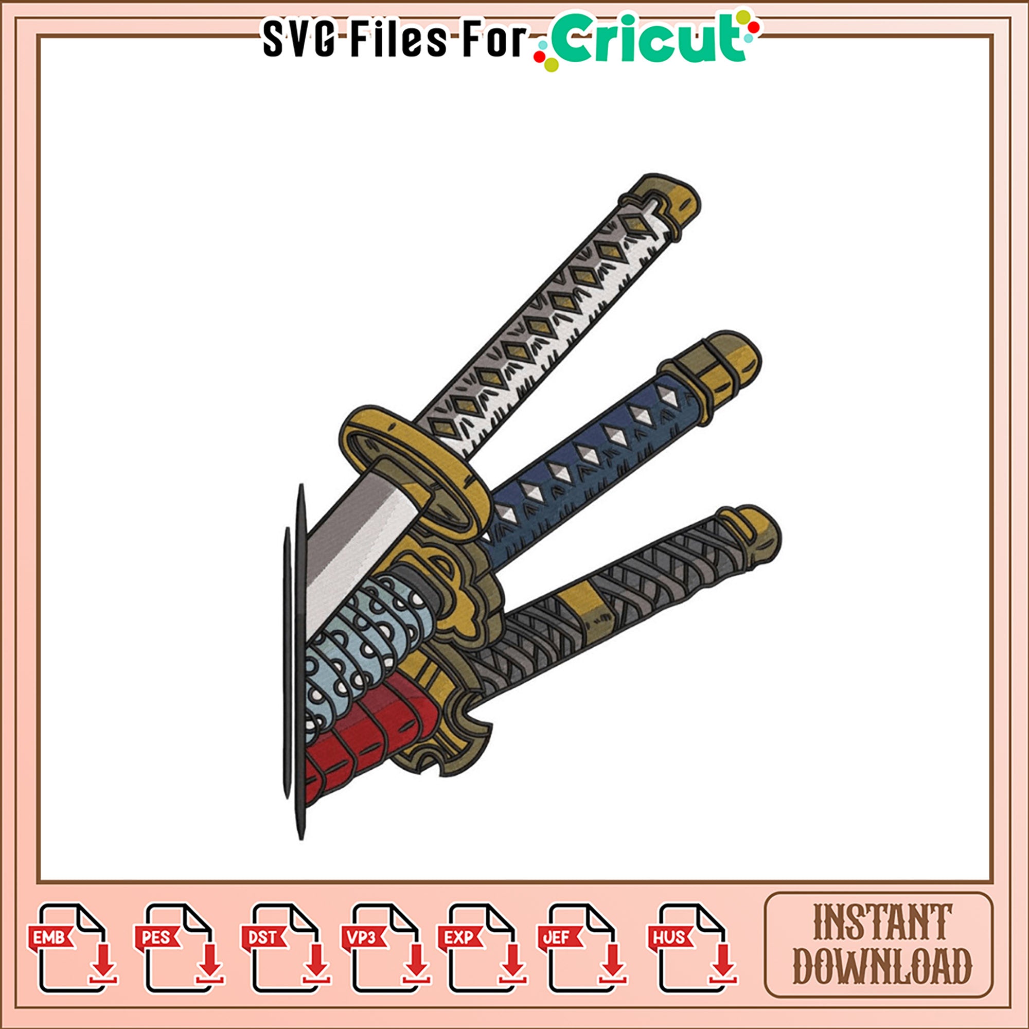 Intricate Sword Embroidery Design for Creative Projects – svg files for ...