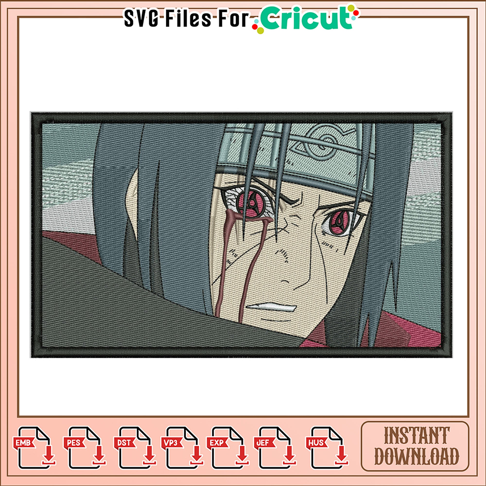 Itachi Uchiha Embroidery Design for Instant Download – svg files for cricut