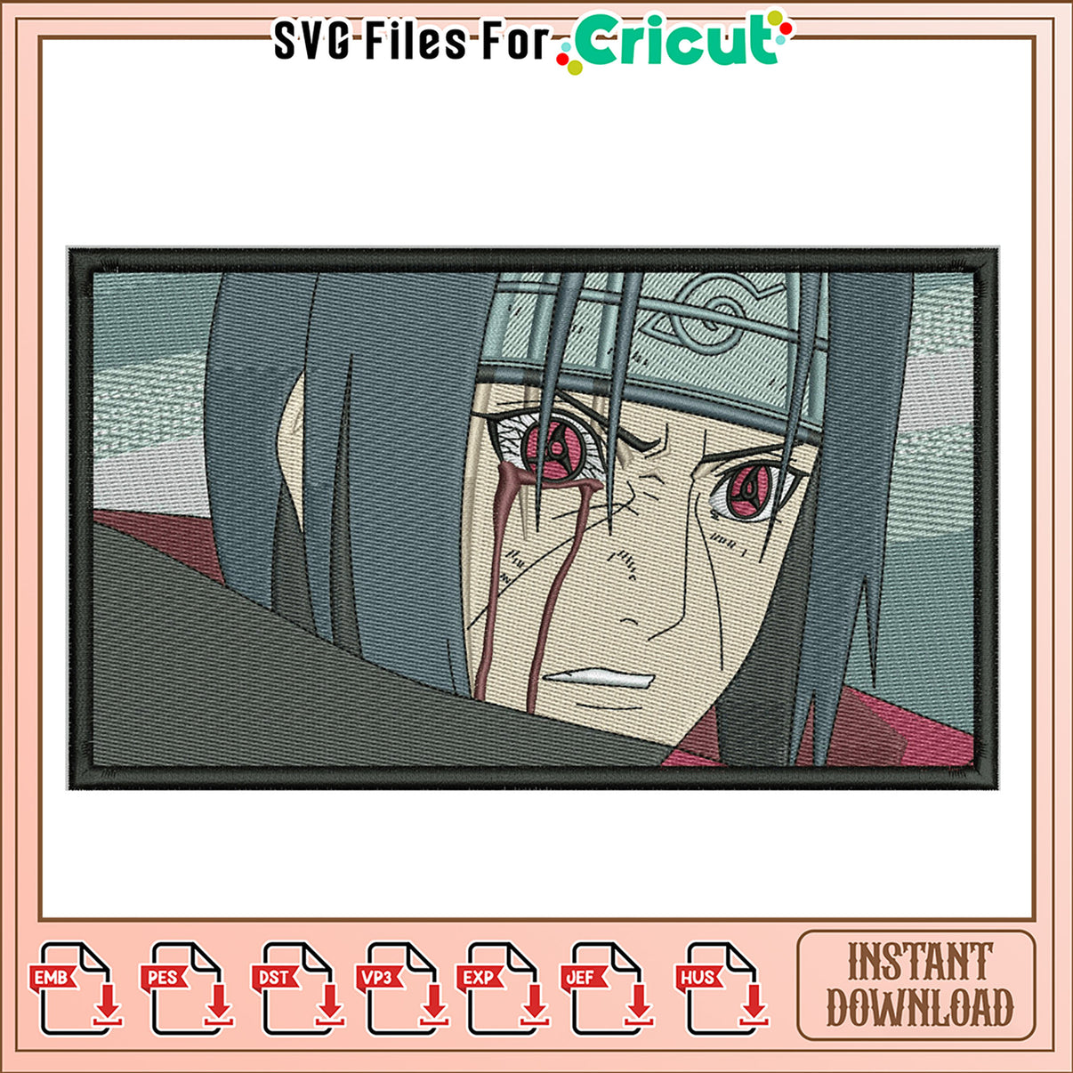 Itachi Uchiha Embroidery Design for Instant Download – svg files for cricut