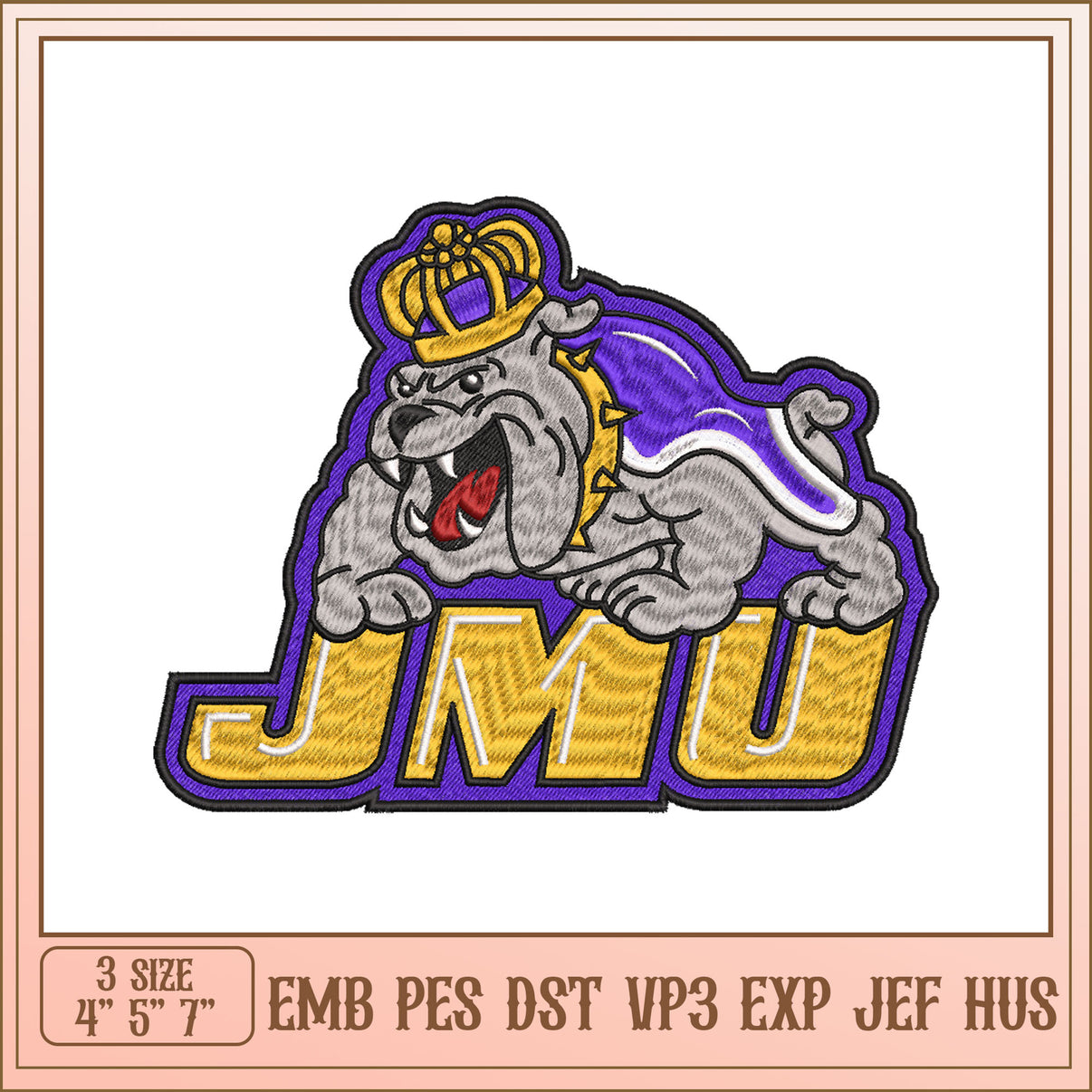 JMU Bulldog Embroidery Design – svg files for cricut