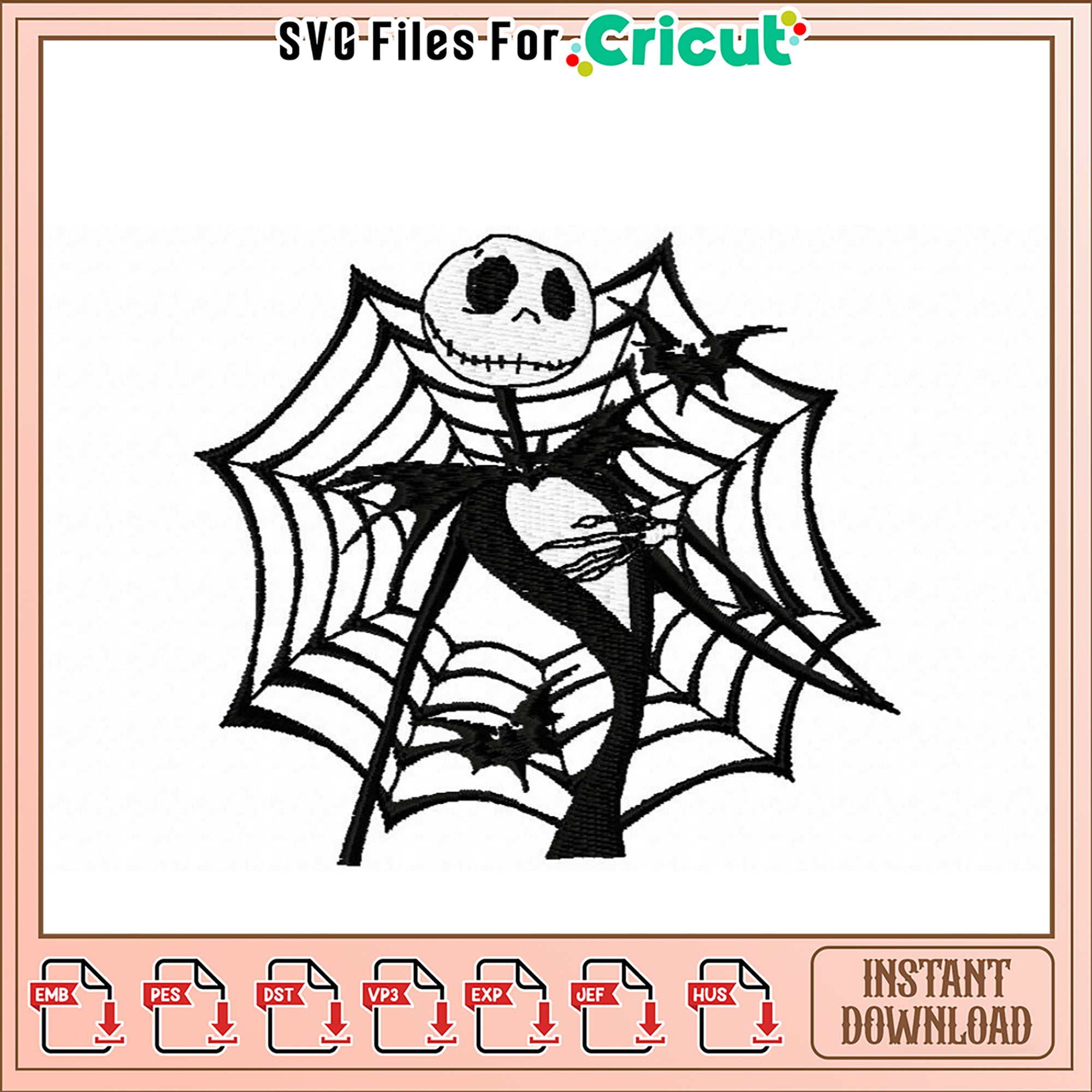 Jack Skellington Web Embroidery Design – svg files for cricut
