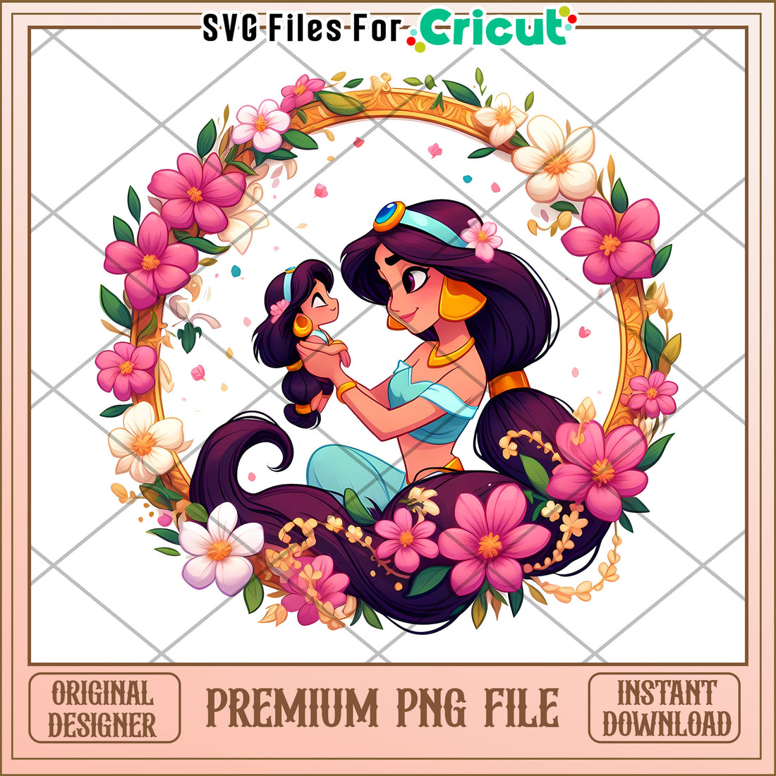 Jasmine Princess PNG Floral Design – svg files for cricut