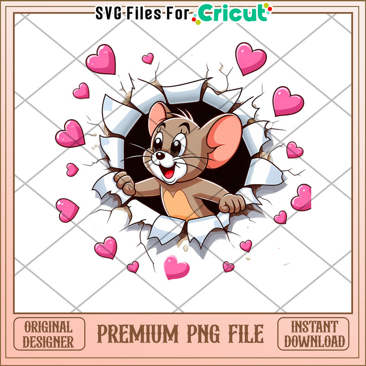 Jerry Mouse PNG Cute Love Design – svg files for cricut