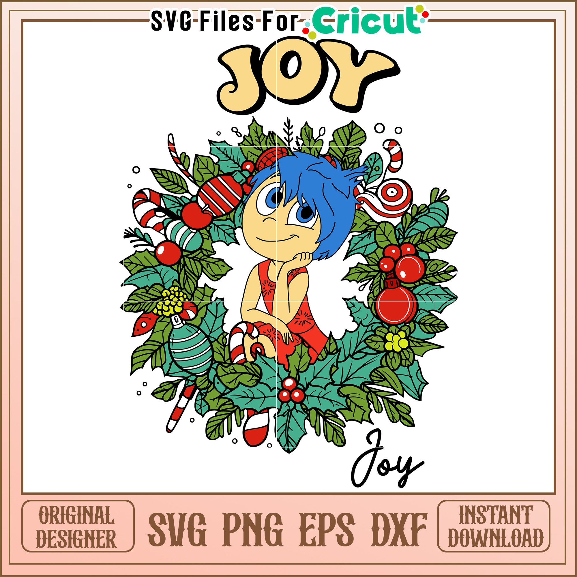 Joy Christmas SVG PNG EPS DXF Design – svg files for cricut
