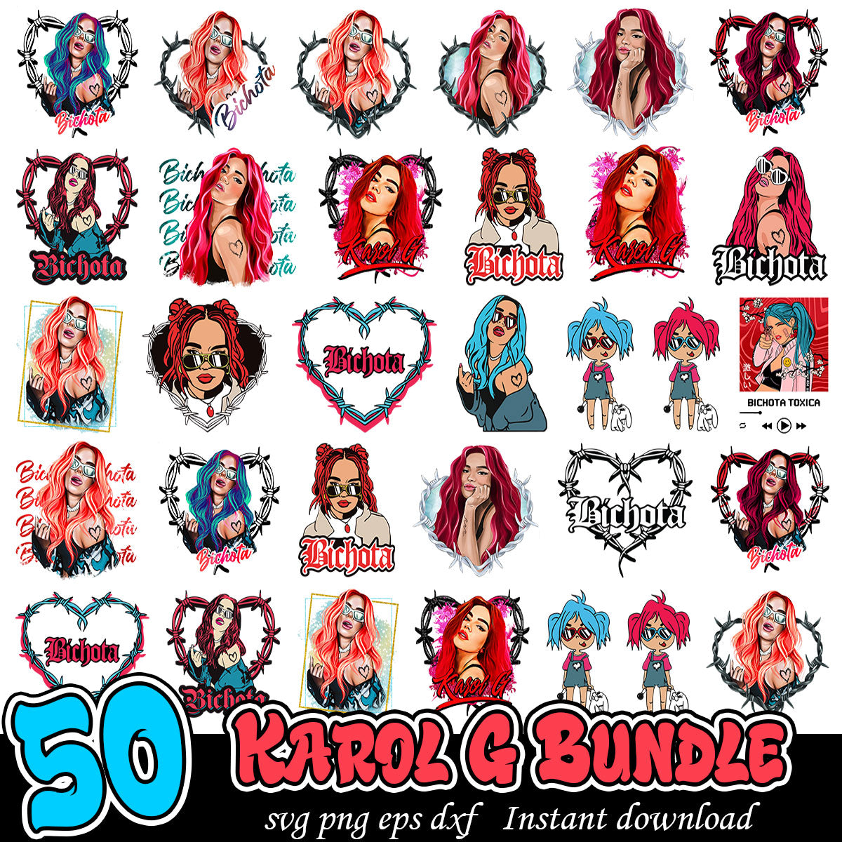 Karol G Bundle Svg Files, Karol G red hair svg bundle – svg files for ...