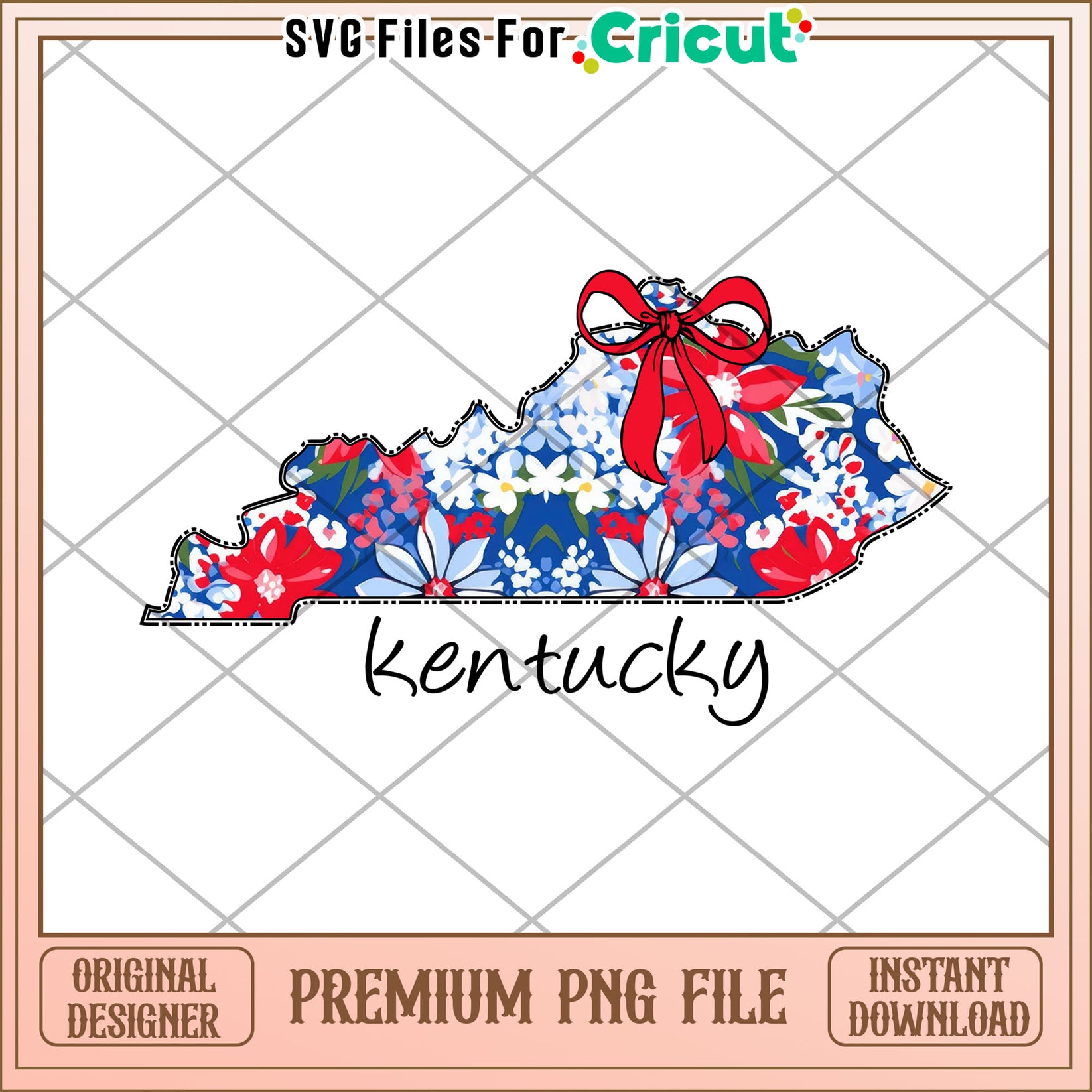 Kentucky Floral Map PNG Download – svg files for cricut