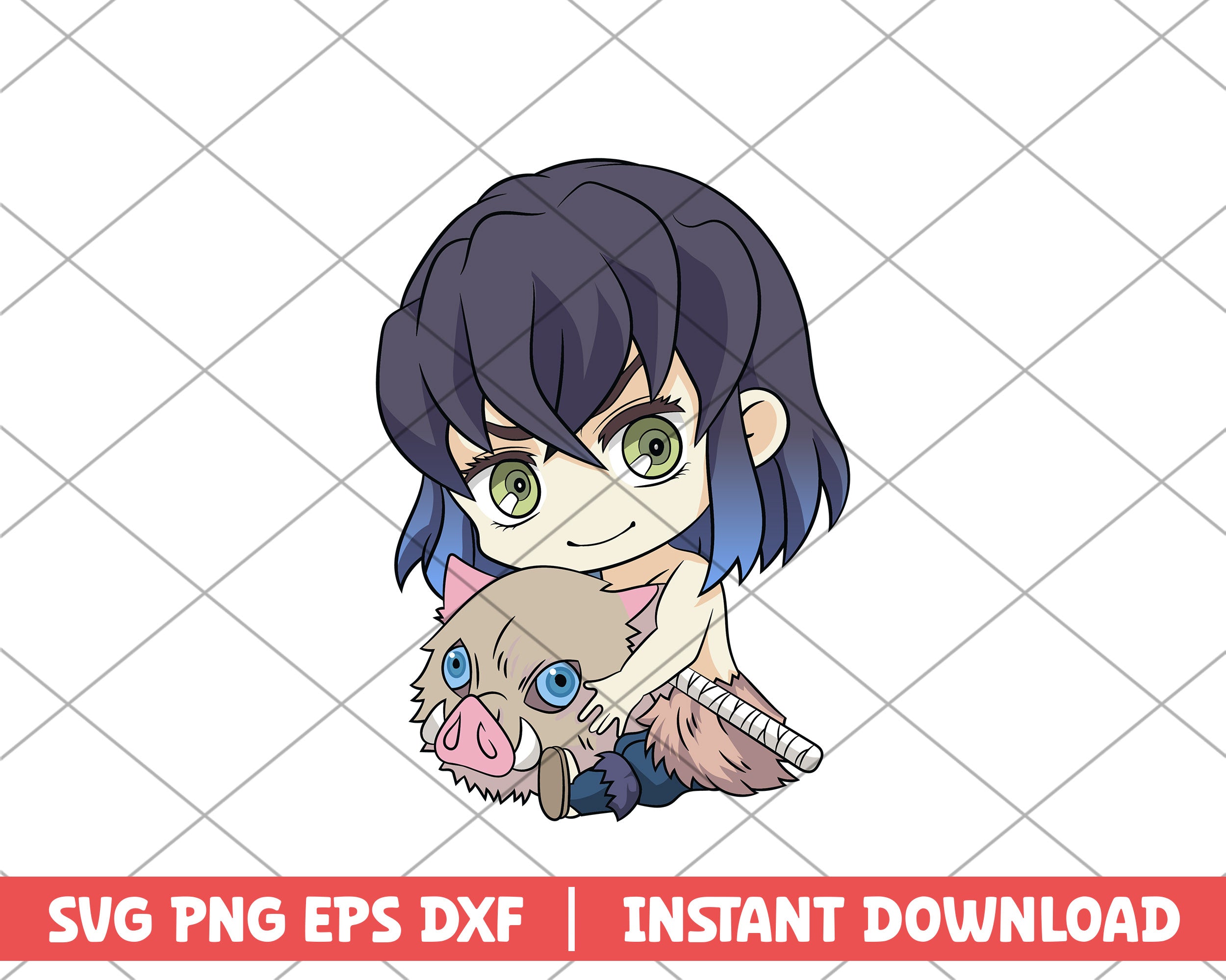 Kimetsu no yaiba inosuke chibi anime svg – svg files for cricut