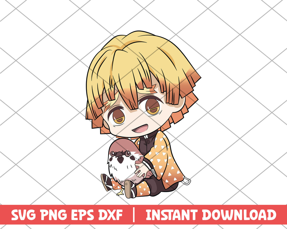 Kimetsu no yaiba zenitsu chibi anime svg – svg files for cricut