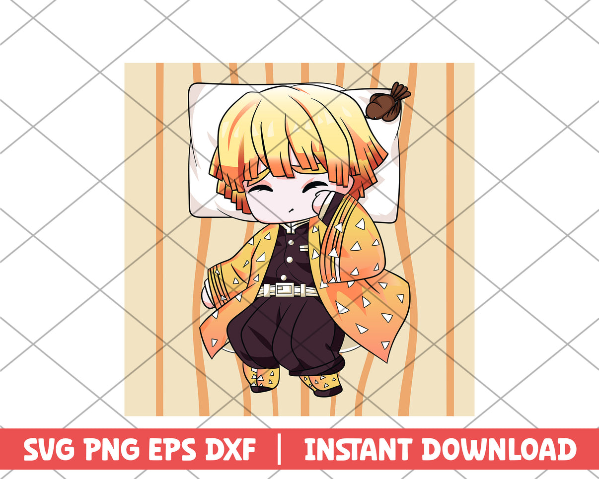 Kimetsu no yaiba zenitsu chibi sleep anime svg – svg files for cricut