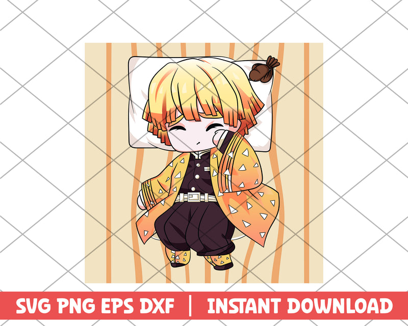 Kimetsu no yaiba zenitsu chibi sleep anime svg – svg files for cricut