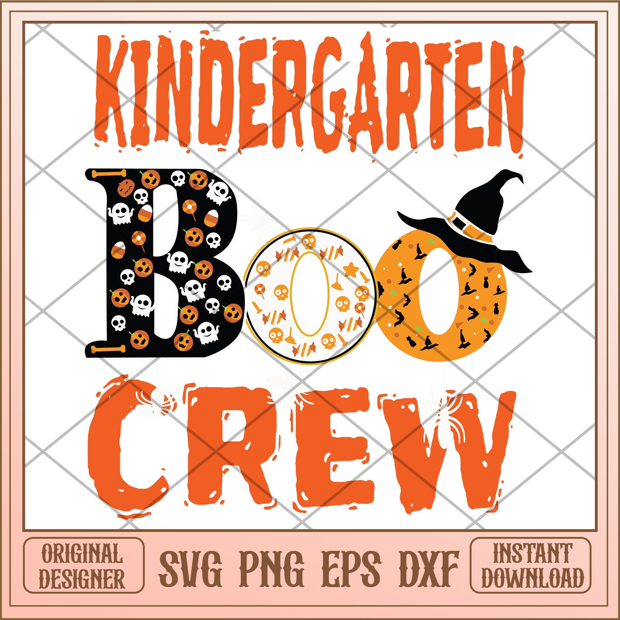 Kindergarten boo crew svg, halloween characters svg, digital download ...