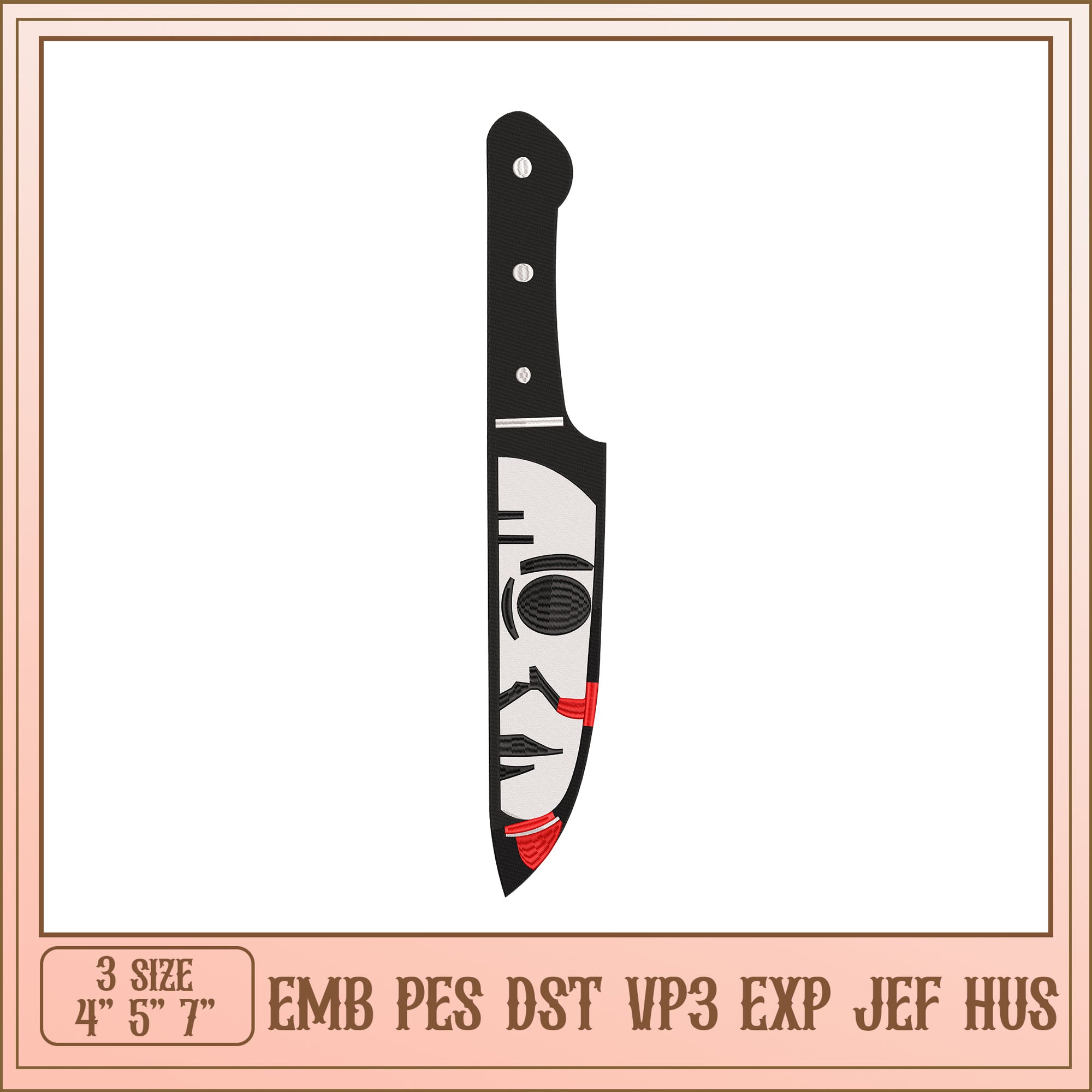 Knife Face Embroidery Design 3 Sizes – svg files for cricut